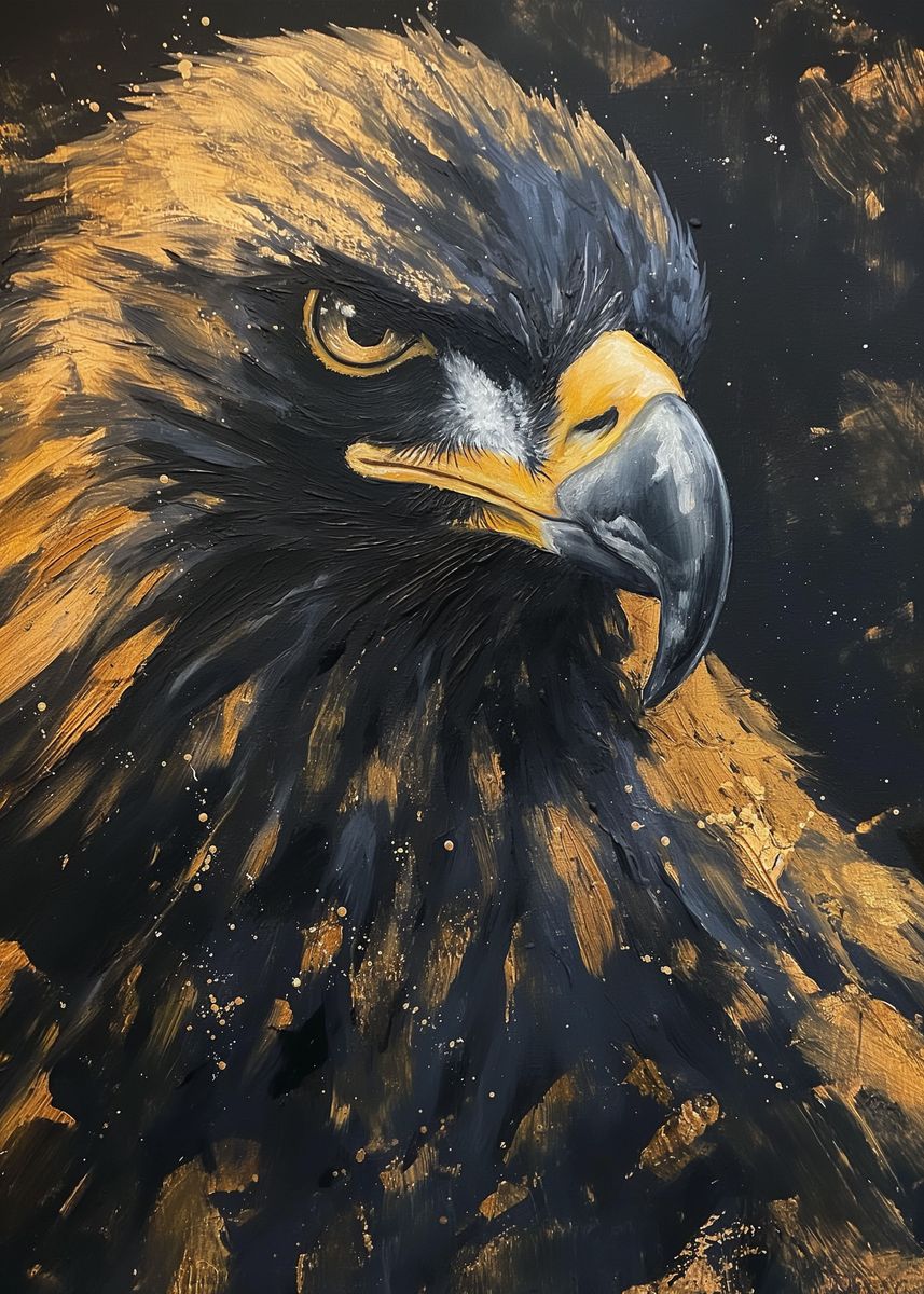 'Gold Black Eagle Painting' Poster, picture, metal print, paint by Zenz ...