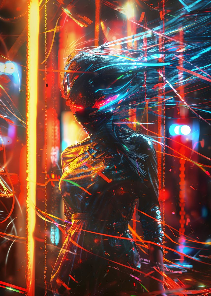 'Neon Tempest' Poster, picture, metal print, paint by PMVisual | Displate