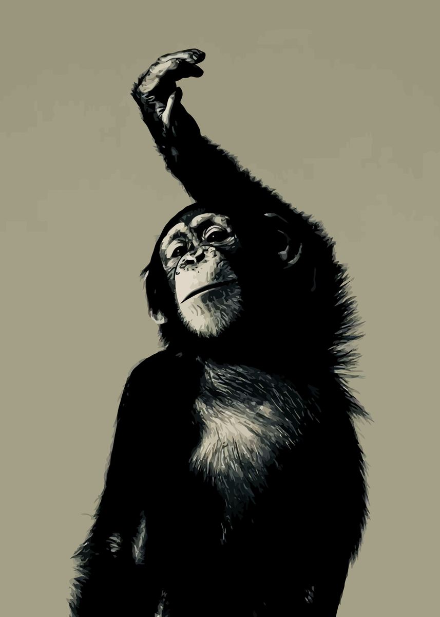 'Monkey pose' Poster, picture, metal print, paint by Avoudyn | Displate