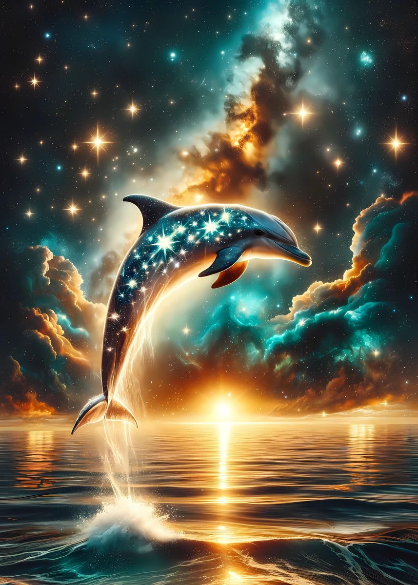 'Cosmic Dolphin' Poster, picture, metal print, paint by Dystopian ...