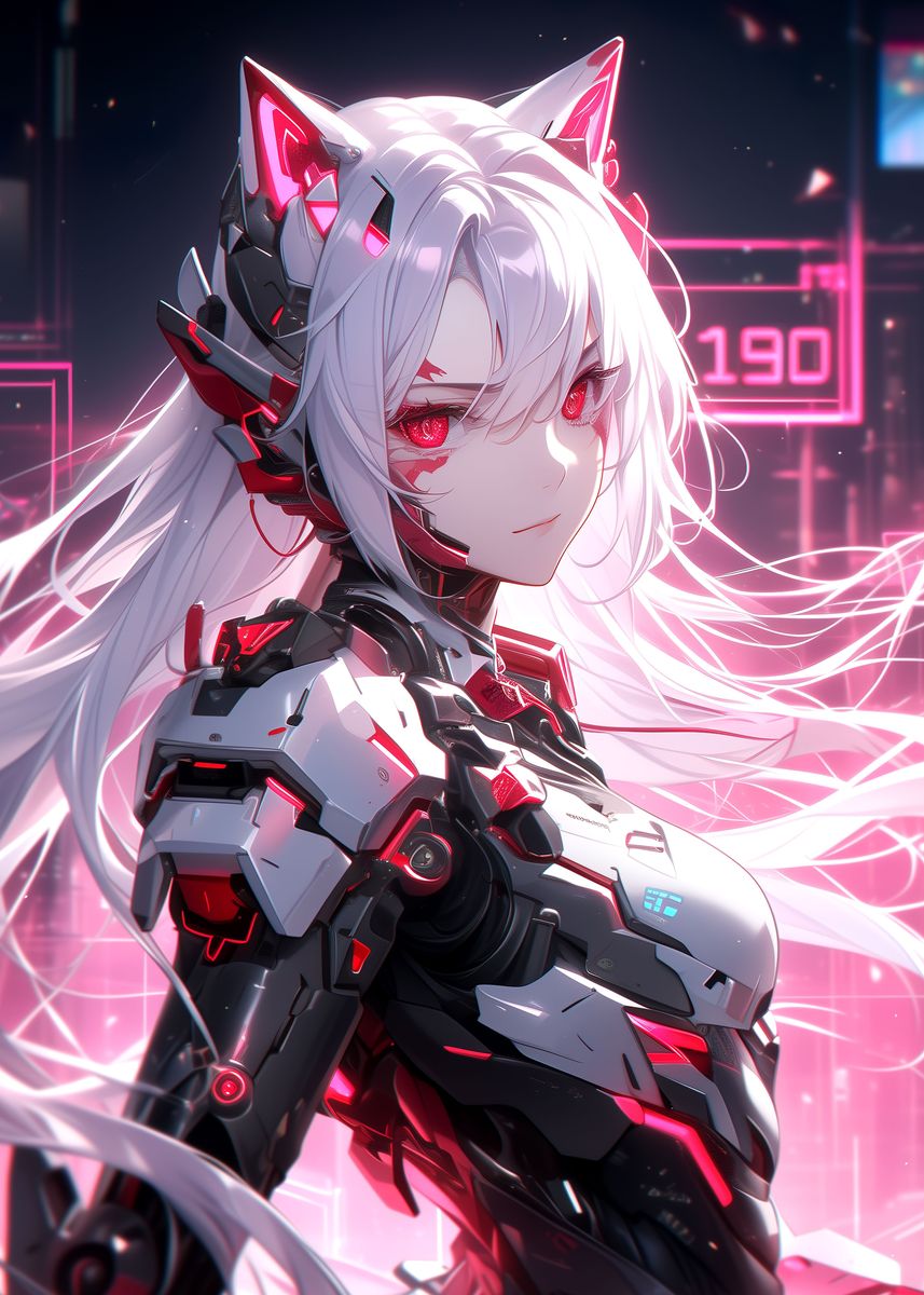 'Cyborg Anime Girl' Poster, picture, metal print, paint by hans skon ...