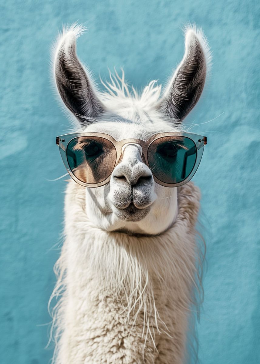 'Cute Llama Art' Poster, picture, metal print, paint by EB Art | Displate