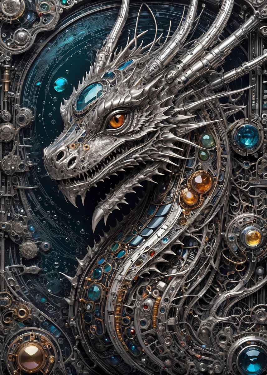 'Steampunk Galactic Dragon' Poster, picture, metal print, paint by ...