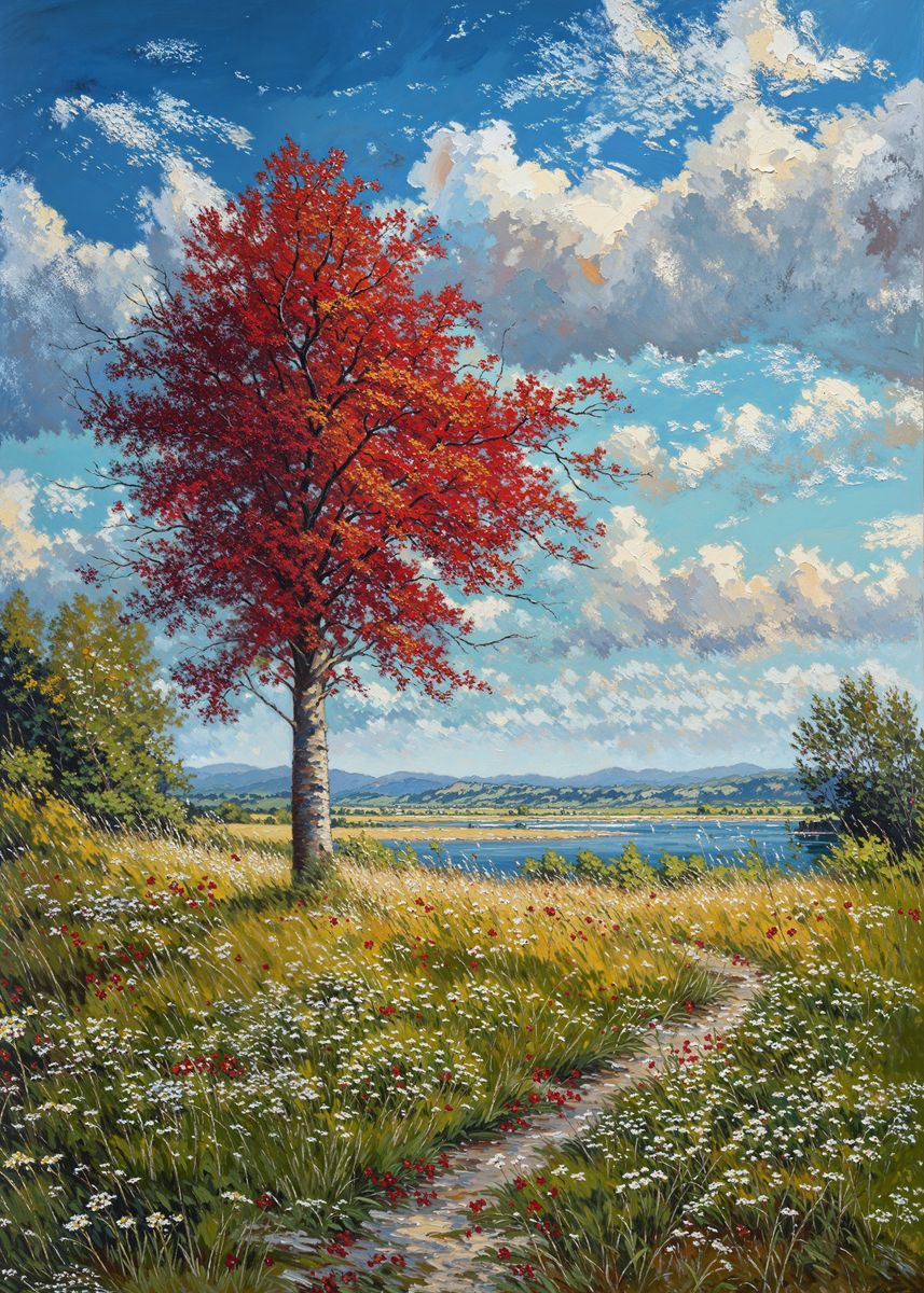 'Blazing Tree' Poster, picture, metal print, paint by Katsu | Displate