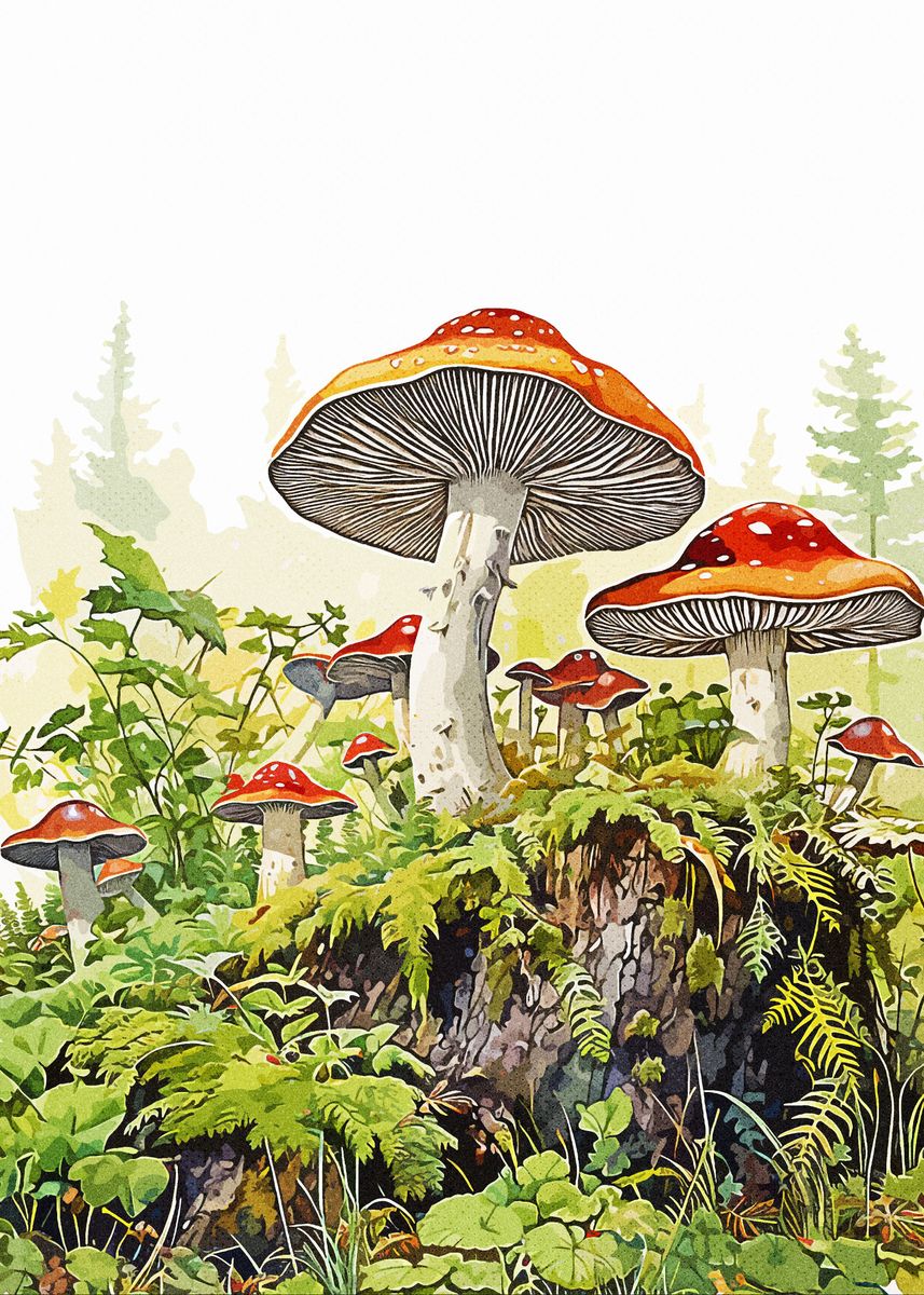 'Mushroom Nature' Poster, picture, metal print, paint by Firgiant ...