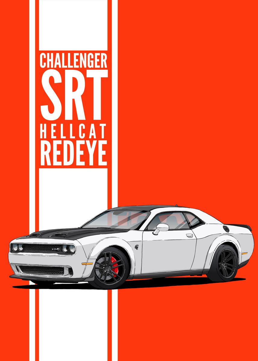 'Dodge Challenger Hellcat' Poster, picture, metal print, paint by ND ...