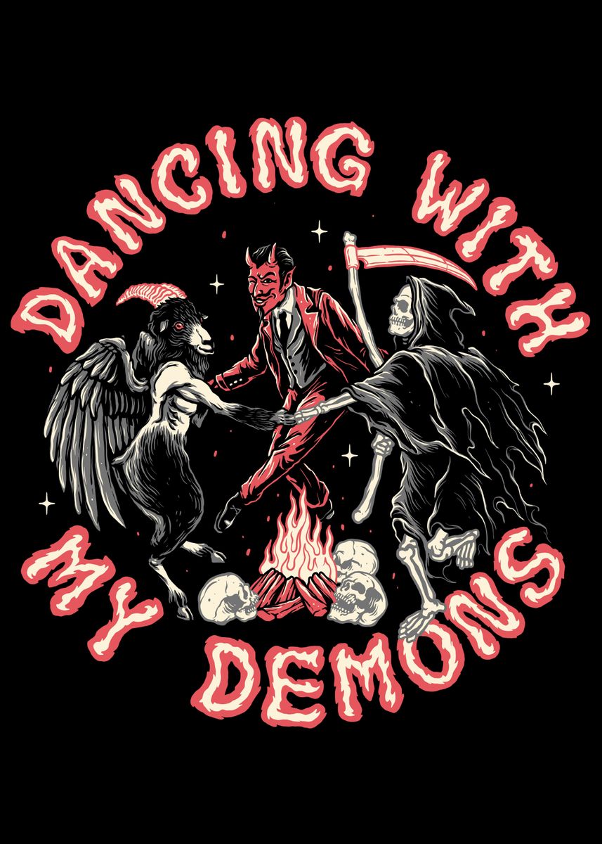 'Dancing with my Demons' Poster, picture, metal print, paint by ...