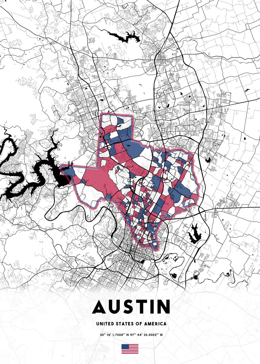 'Austin Texas United State' Poster, picture, metal print, paint by ...