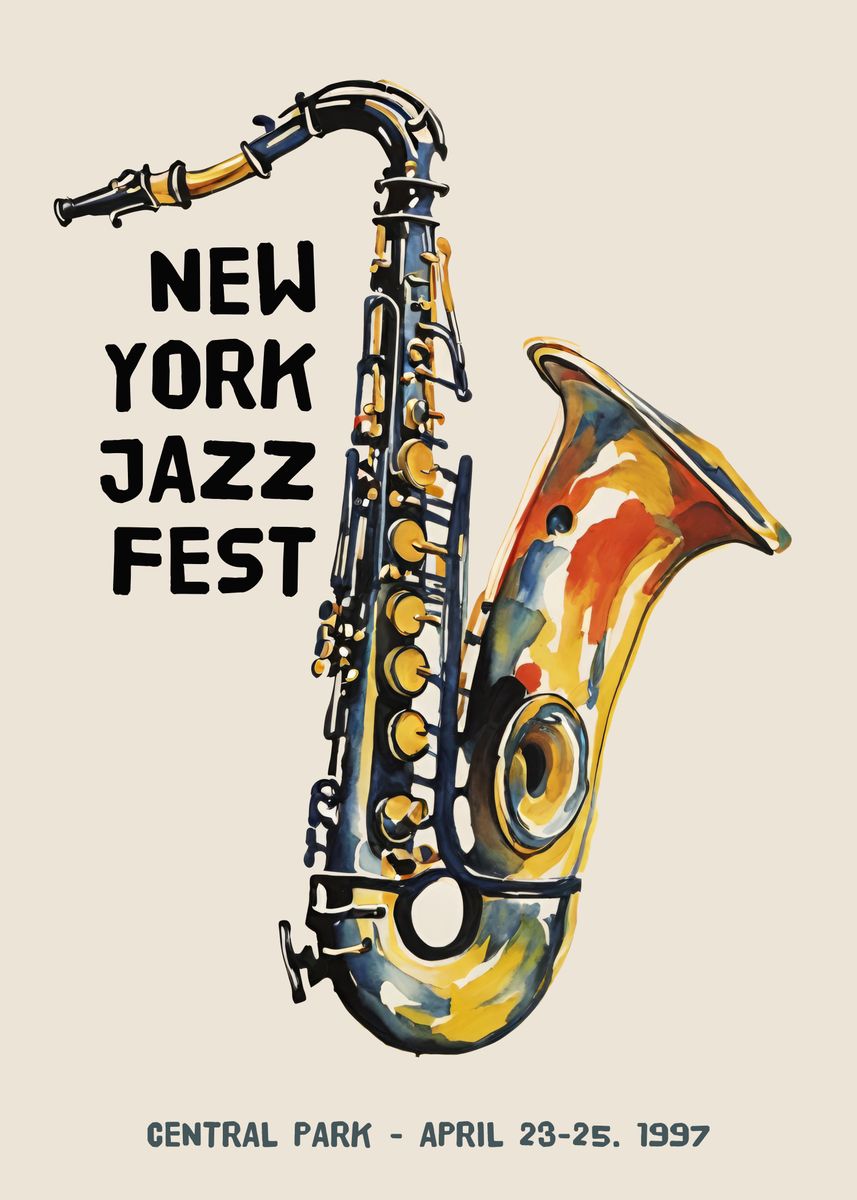 '1997 NYC Jazz Fest Poster' Poster, picture, metal print, paint by BluePinkPanther | Displate