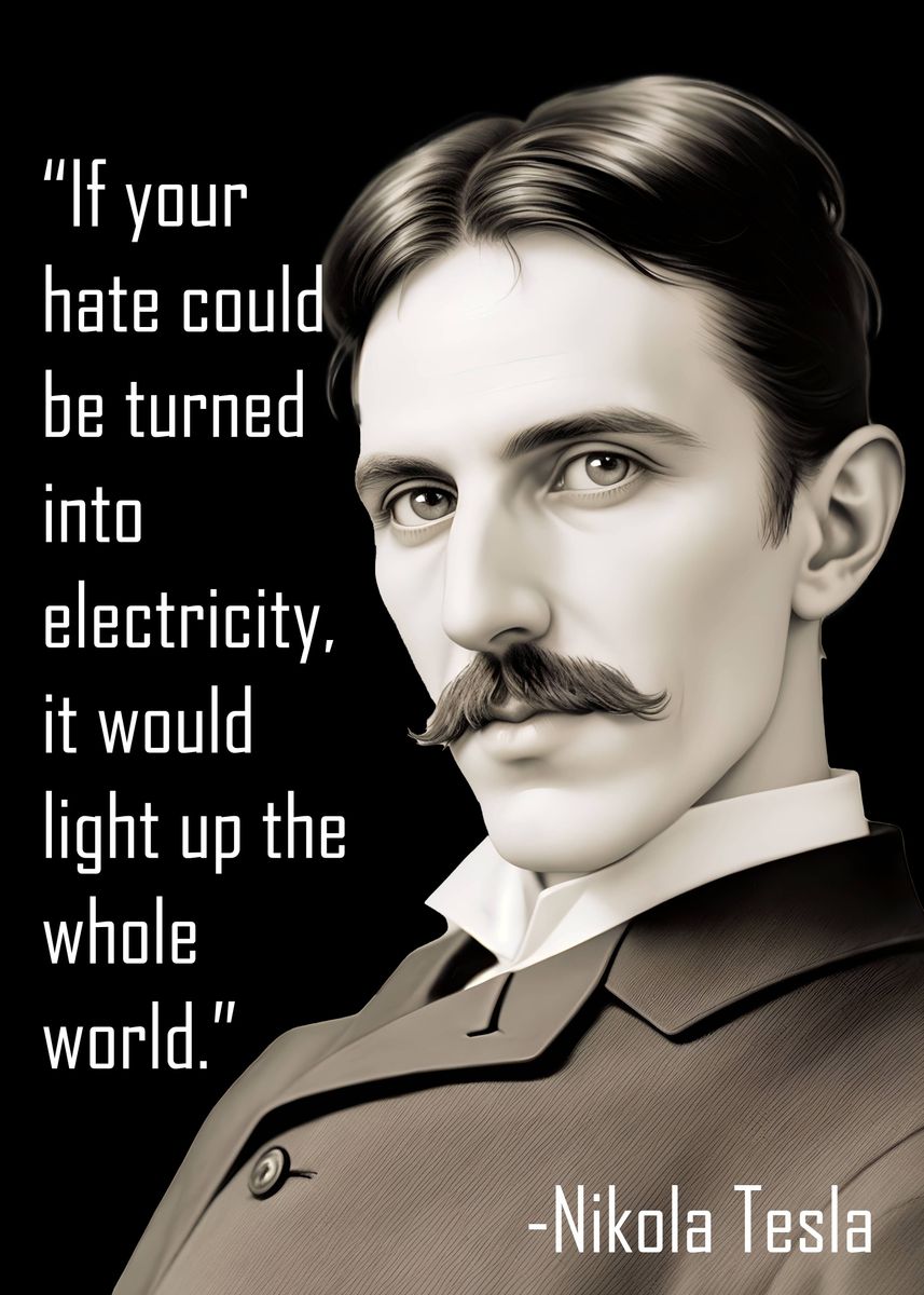 'Nikola Tesla Hatred Quotes' Poster, picture, metal print, paint by ...