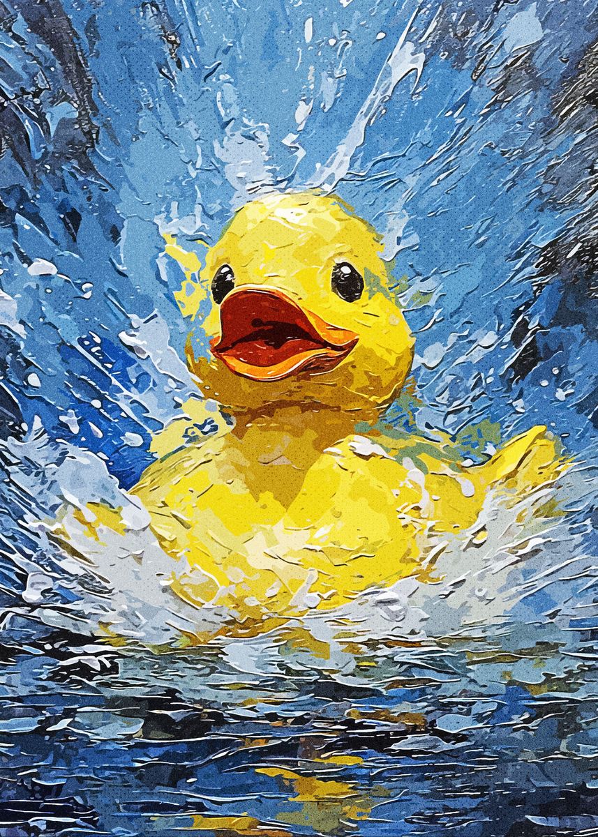 'Duck Bathing' Poster, picture, metal print, paint by Lucky Star | Displate