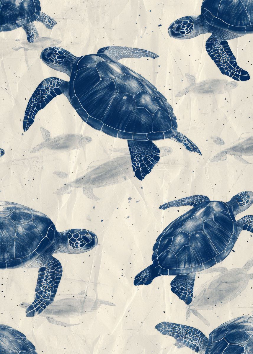 'Vintage Sea Turtle Dance' Poster, picture, metal print, paint by ...