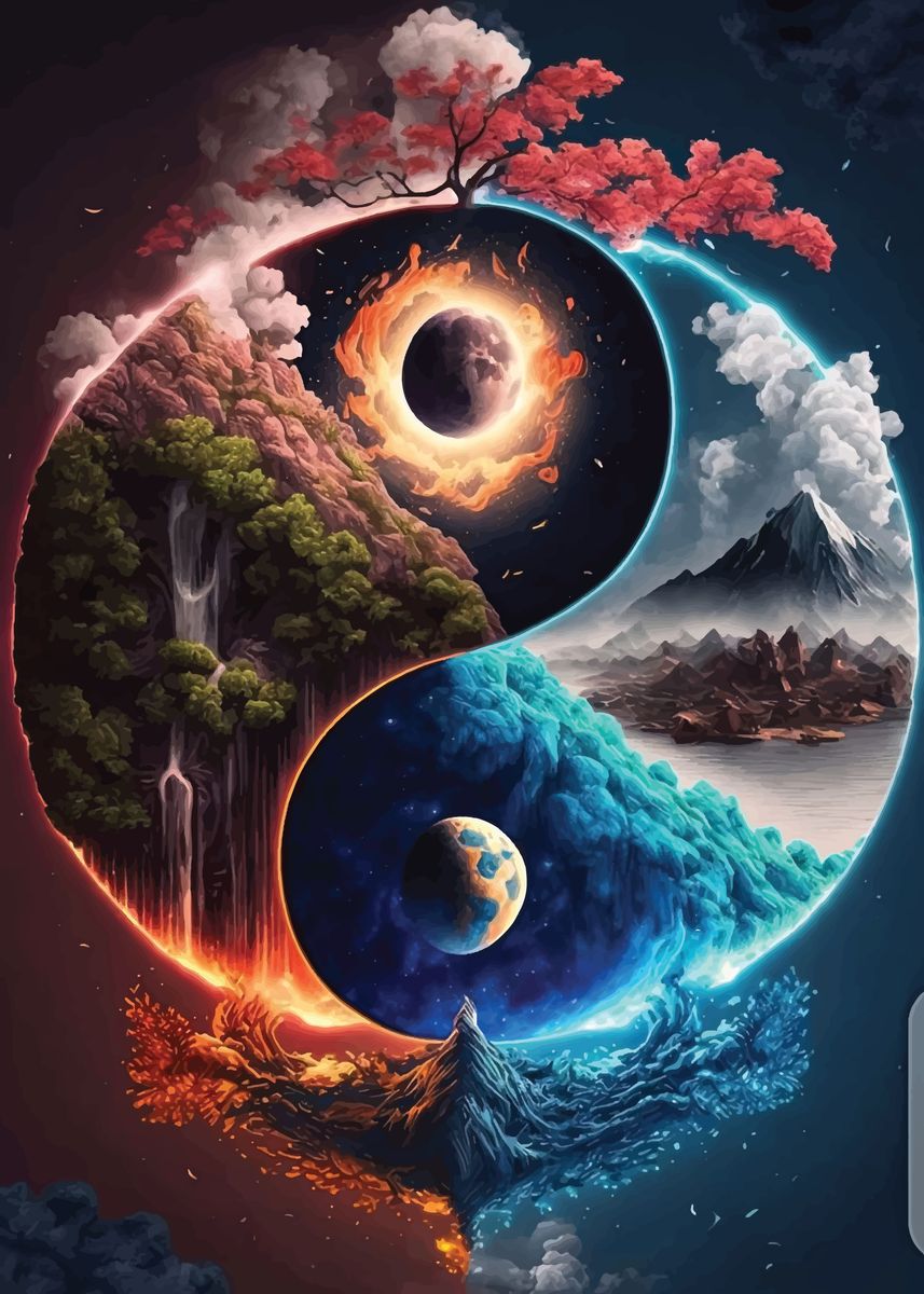 'YIN AND YANG FANTASY ART' Poster, picture, metal print, paint by Kilua ...