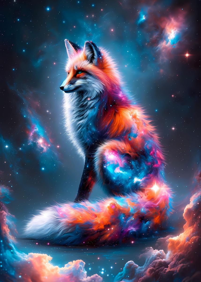 'Cosmic Fox' Poster, picture, metal print, paint by Dystopian Artwork ...
