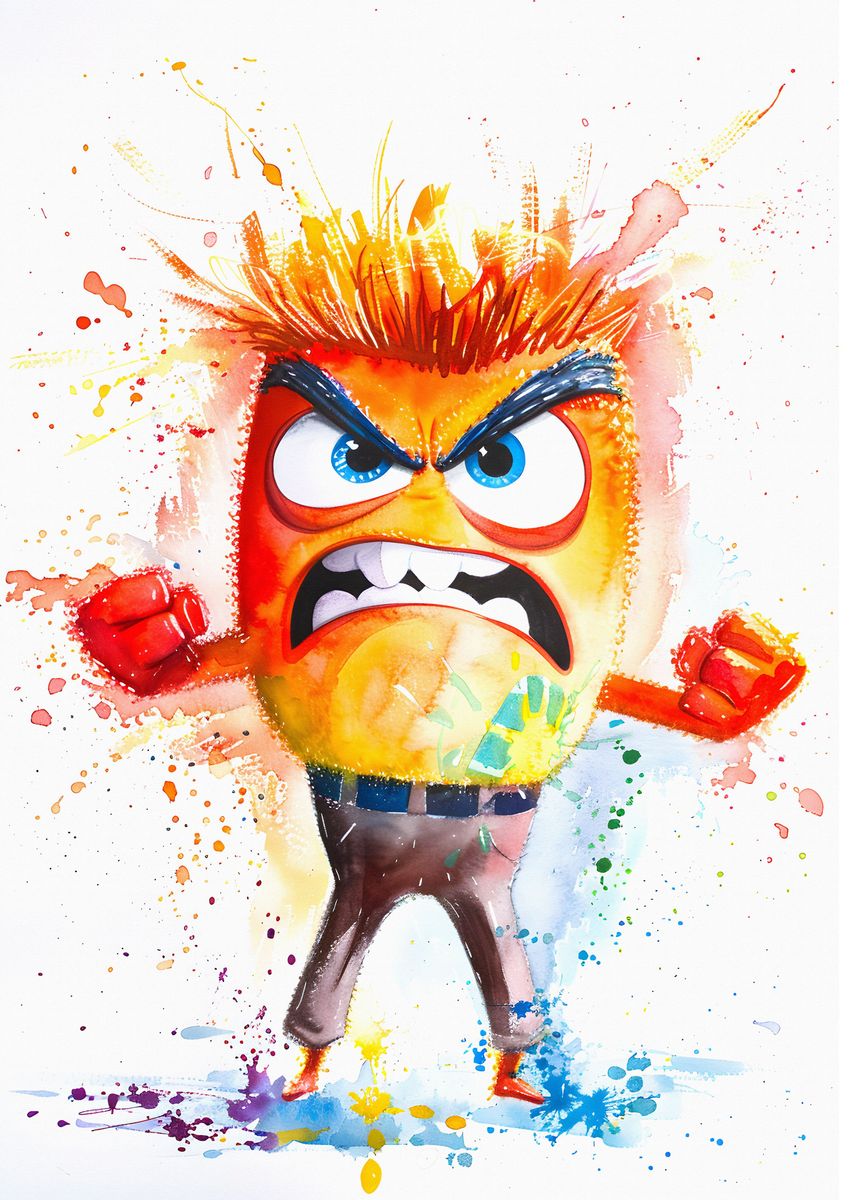 'Anger watercolor' Poster, picture, metal print, paint by Michael I ...