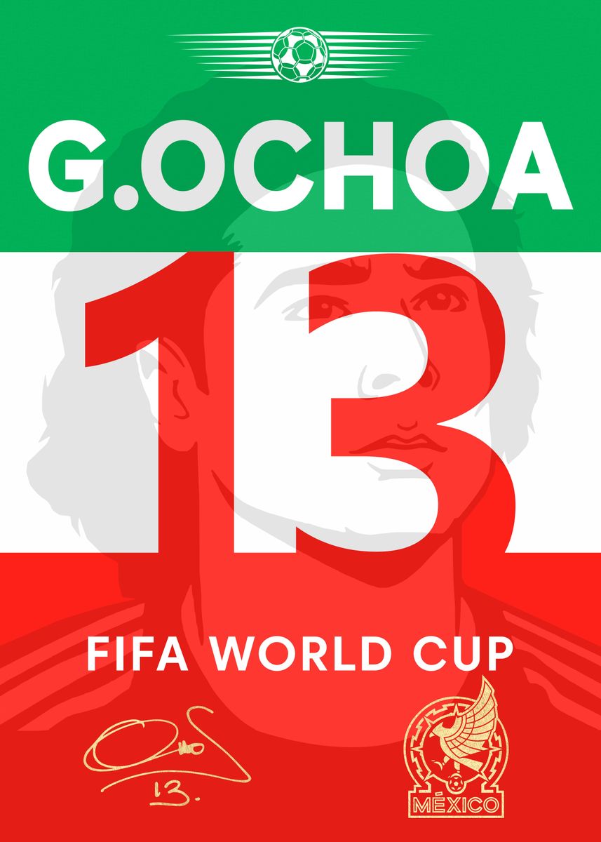 'Guillermo Ochoa Mexico Nat' Poster, picture, metal print, paint by Van ...