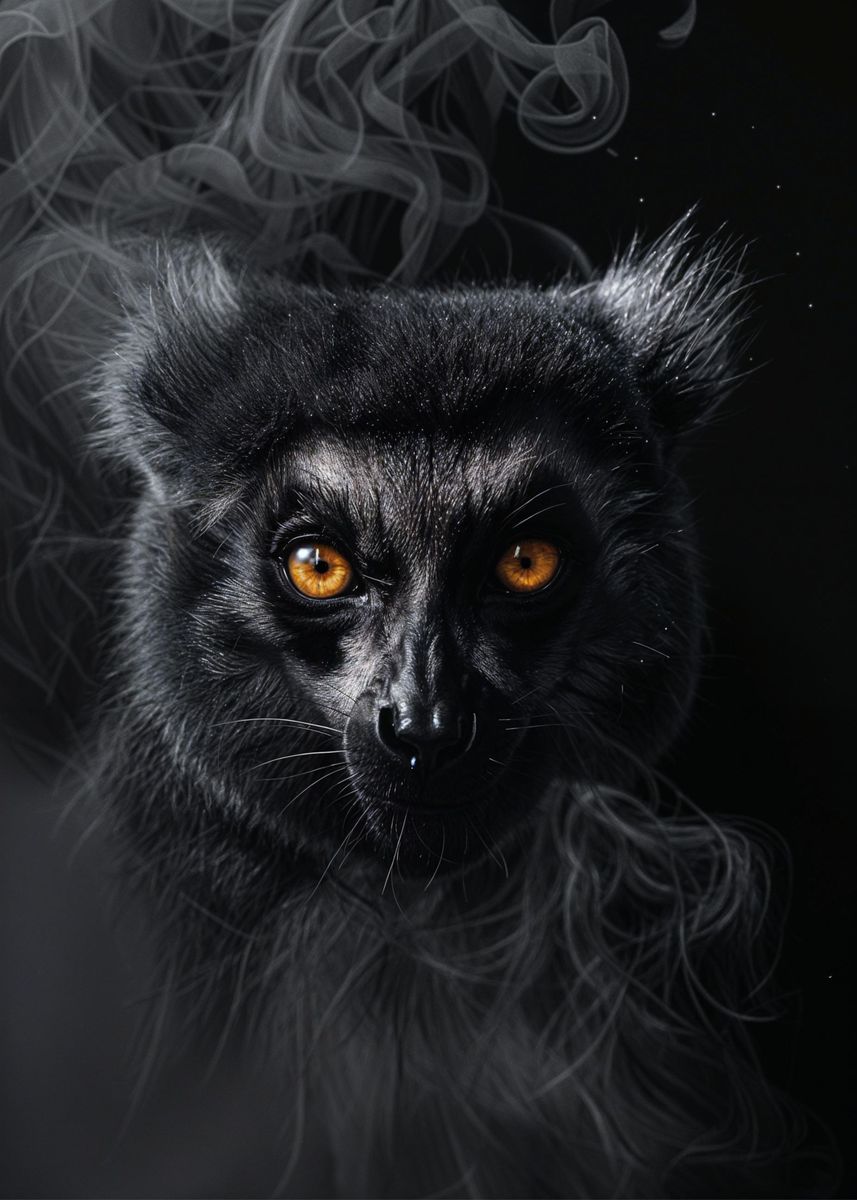 'Lemur in Black Smoke ' Poster, picture, metal print, paint by ...