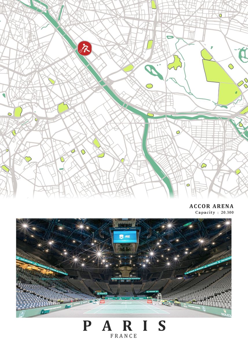 'Accor Arena Paris France 2' Poster, picture, metal print, paint by ...