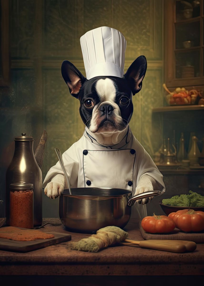 'Boston Terrier Chef' Poster, picture, metal print, paint by PetPrints ...