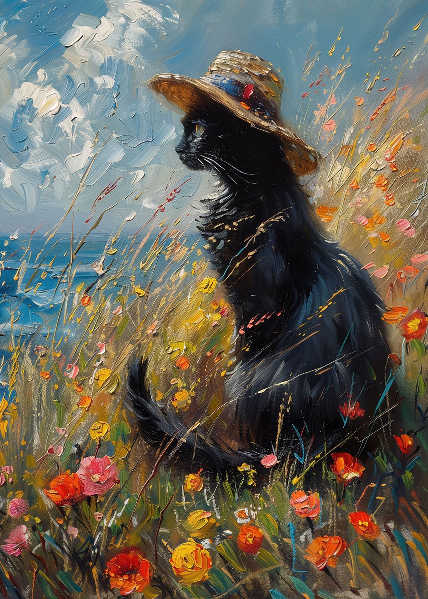 'MONET CAT' Poster, picture, metal print, paint by CHRLY DSIGN | Displate