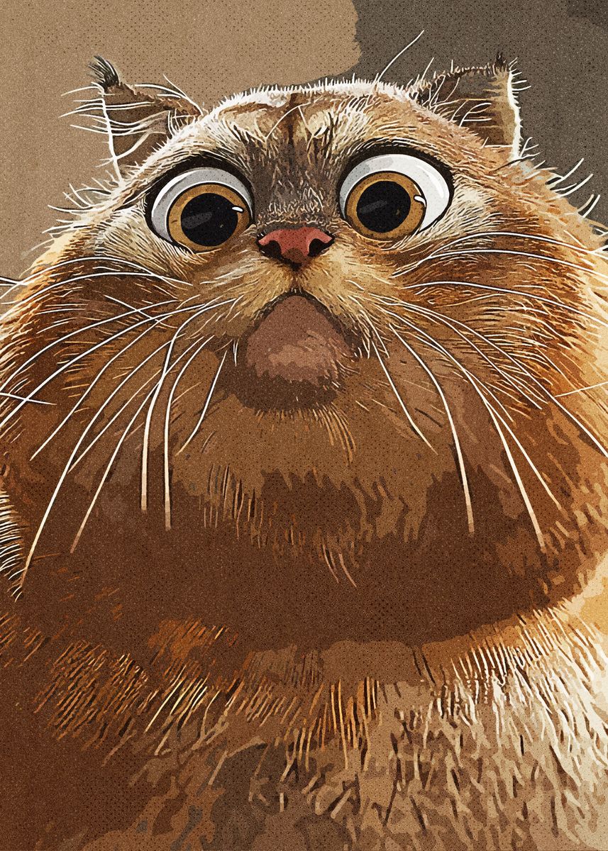 'Meme Cat' Poster, picture, metal print, paint by Lucky Star | Displate