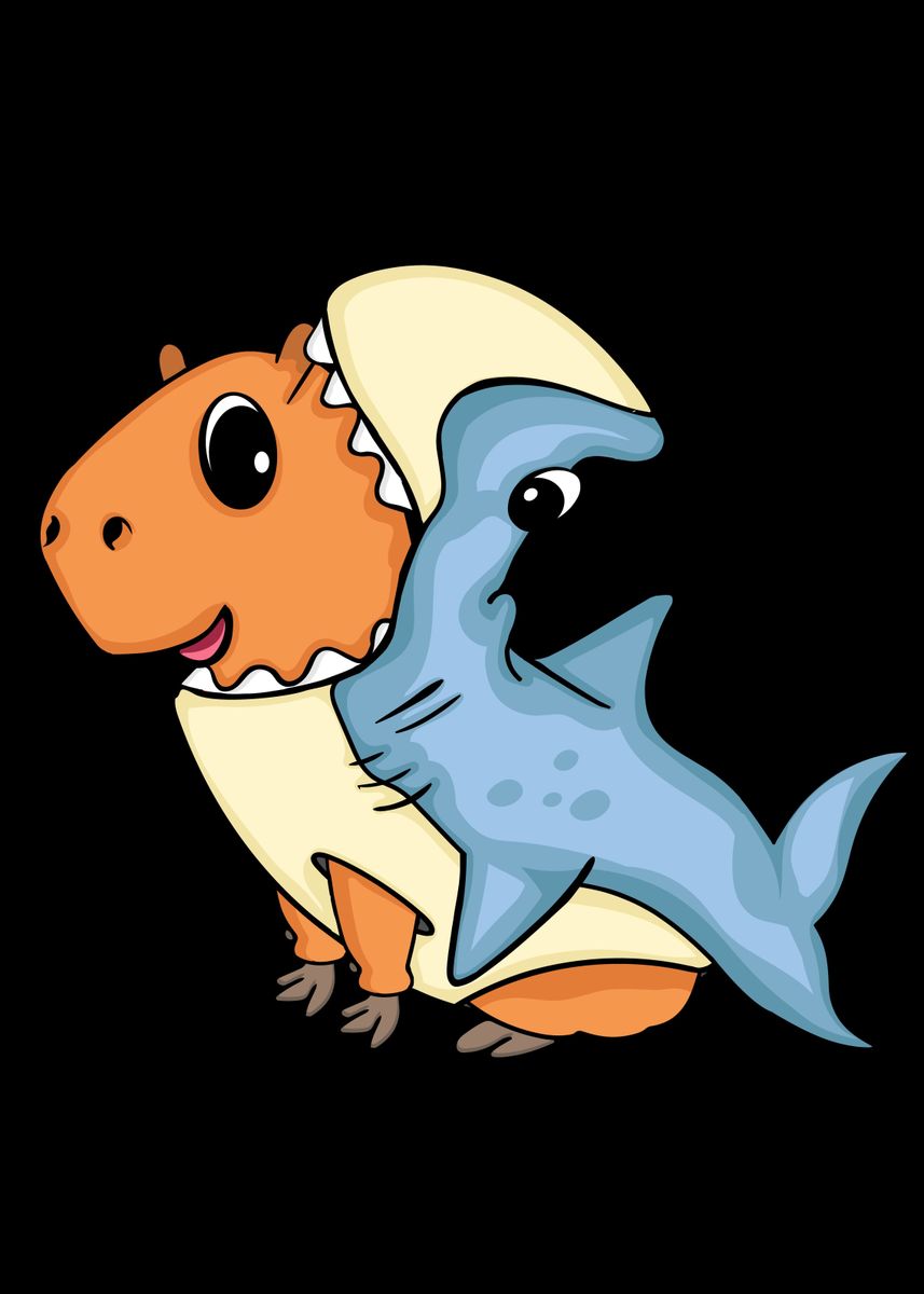 'Cute Capybara Shark Gift' Poster, picture, metal print, paint by ...