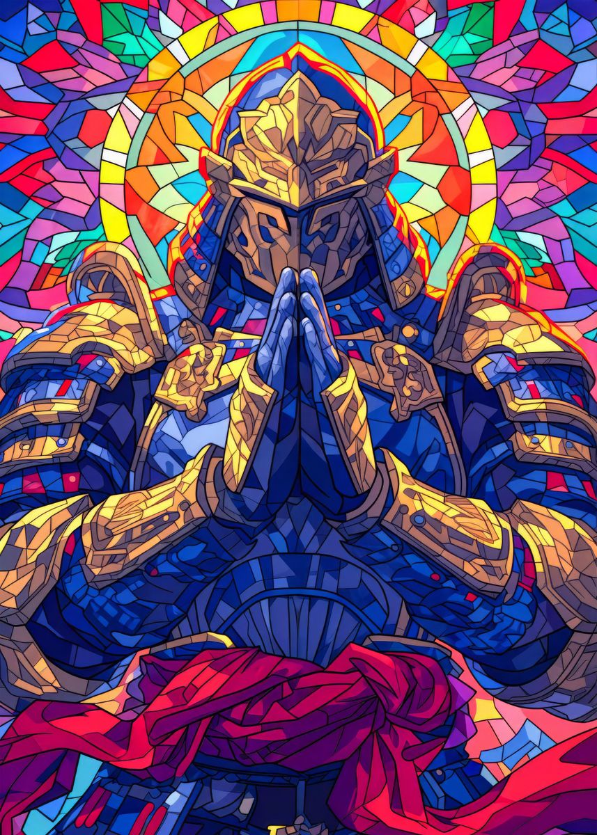 'Praying Samurai' Poster, picture, metal print, paint by Vizio | Displate