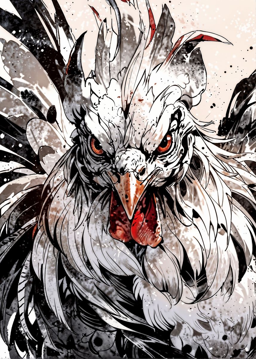 'Mad Rooster' Poster, picture, metal print, paint by Varfiart | Displate