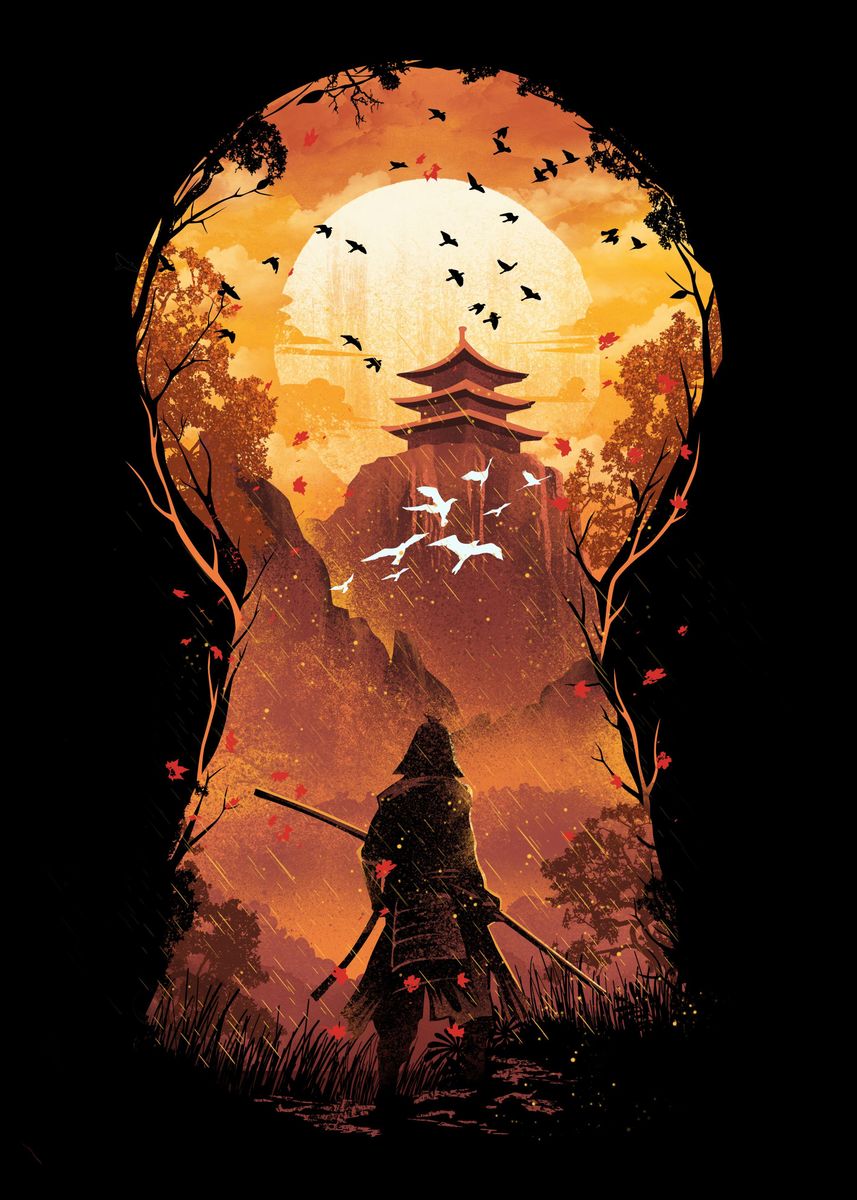 'Keyhole Ninja Sunset' Poster, picture, metal print, paint by Dan ...