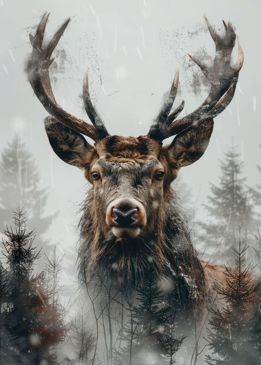 'Deer portrait' Poster, picture, metal print, paint by Byrdyak | Displate