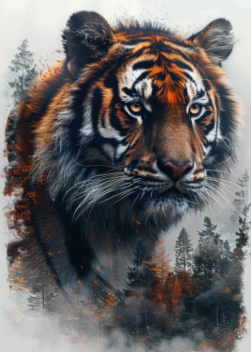 'Tiger portrait' Poster, picture, metal print, paint by Byrdyak | Displate