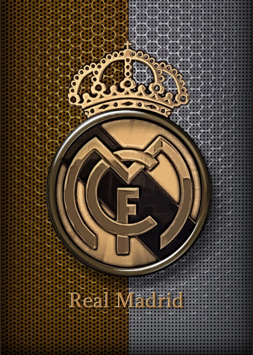 'Real Madrid Logo Gold' Poster, picture, metal print, paint by Zeds ...