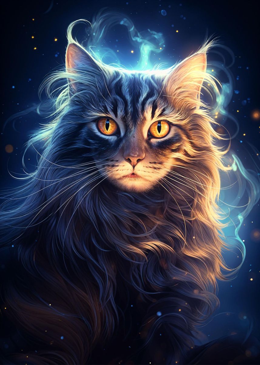 'Cosmic Celestial Cat' Poster, picture, metal print, paint by SuperNova ...