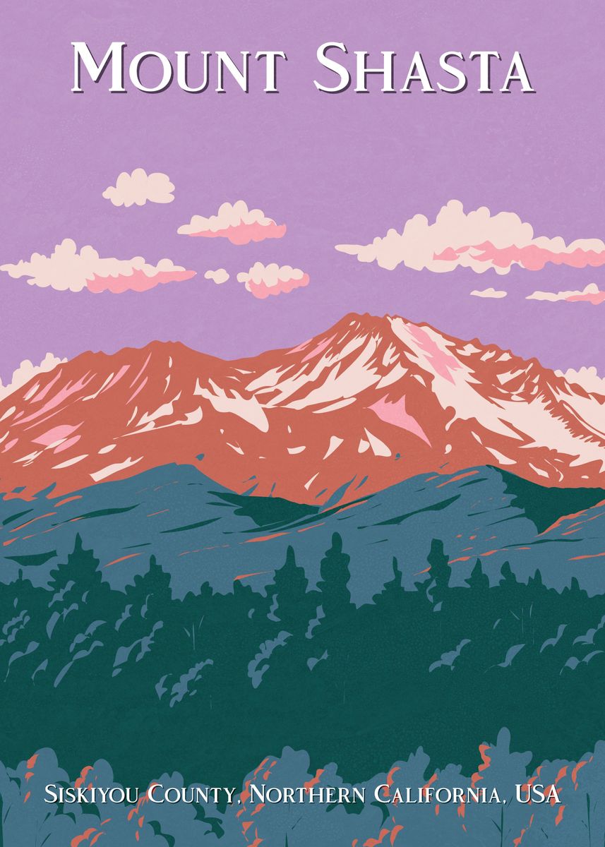 'Mount Shasta' Poster, picture, metal print, paint by Jordan Holmes ...