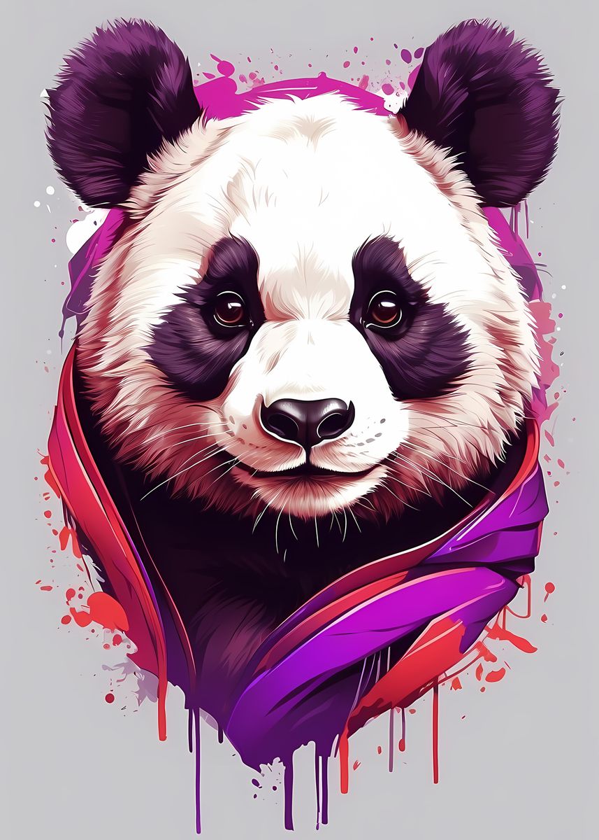 'Vivid Panda Portrait ' Poster, picture, metal print, paint by ...