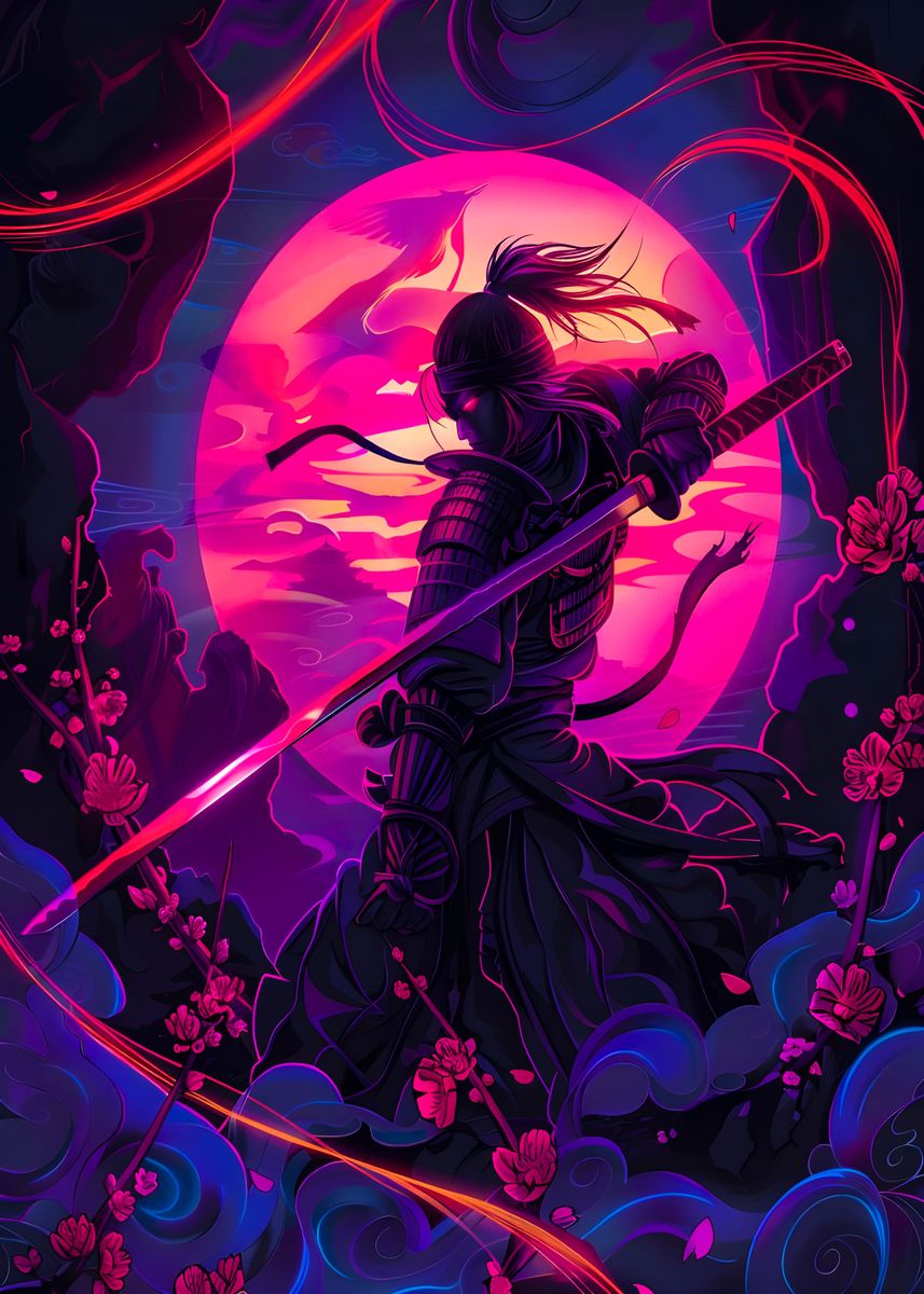 'Posters Ninja Neon' Poster, picture, metal print, paint by Juan lee ...
