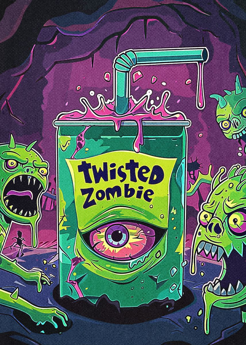 'Zombie Juice' Poster, picture, metal print, paint by Lucky Star | Displate
