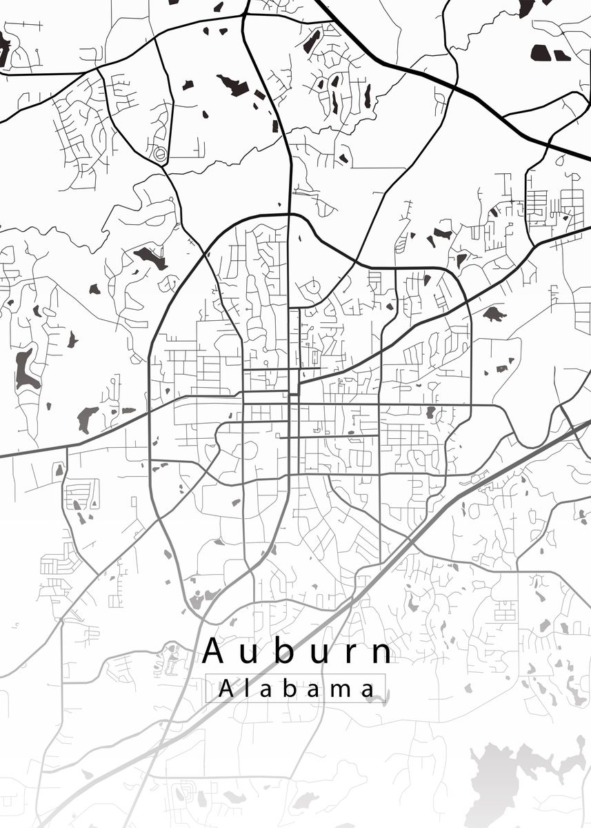 'Auburn Alabama City Map' Poster, picture, metal print, paint by ...