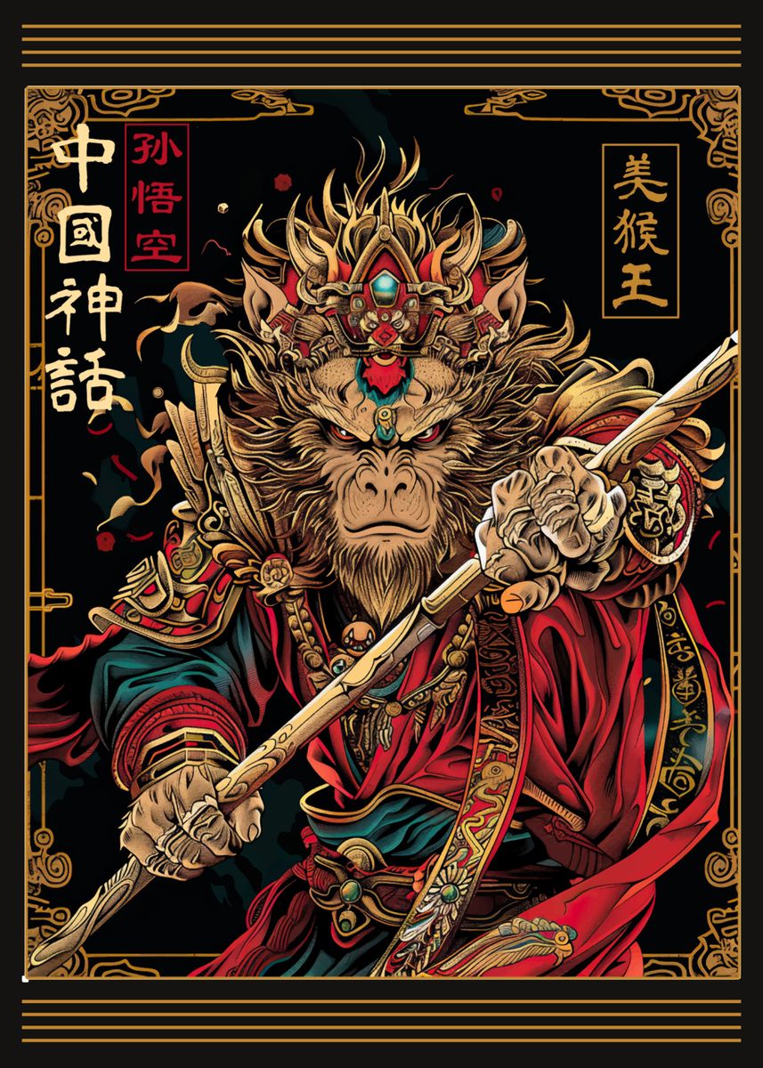 'Sun Wukong Chinese Taoism' Poster, picture, metal print, paint by ...
