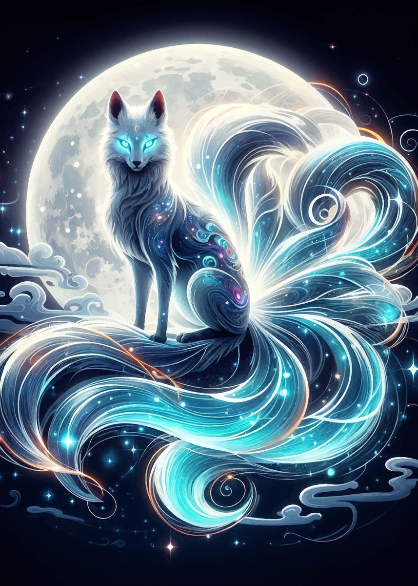 'Kitsune Fox Neon Japan' Poster, picture, metal print, paint by Jaycee ...