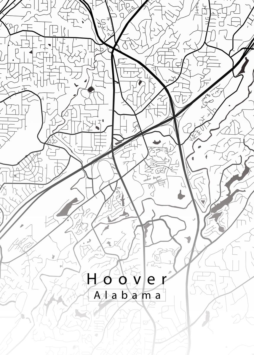 'Hoover Alabama City Map' Poster, picture, metal print, paint by Robin ...