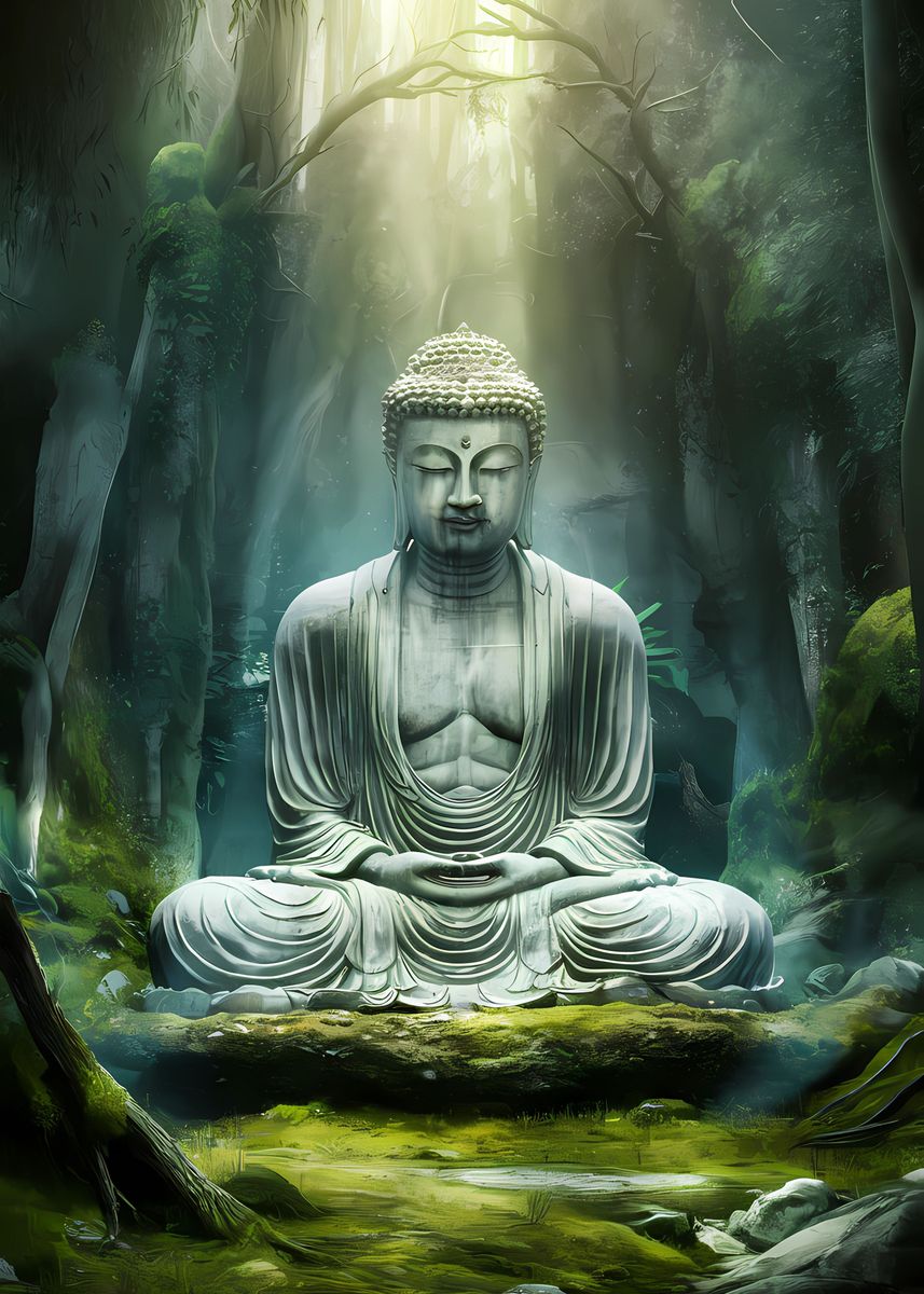 'Buddha in nature' Poster, picture, metal print, paint by RED ONE ...