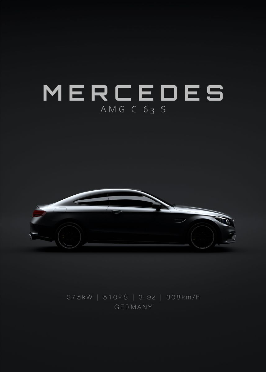 'Mercedes C63 S AMG Coupe' Poster, picture, metal print, paint by 21 ...