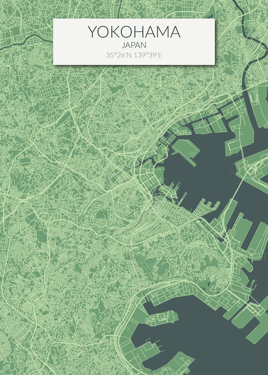 'Yokohama Green Map' Poster, picture, metal print, paint by dkDesign | Displate