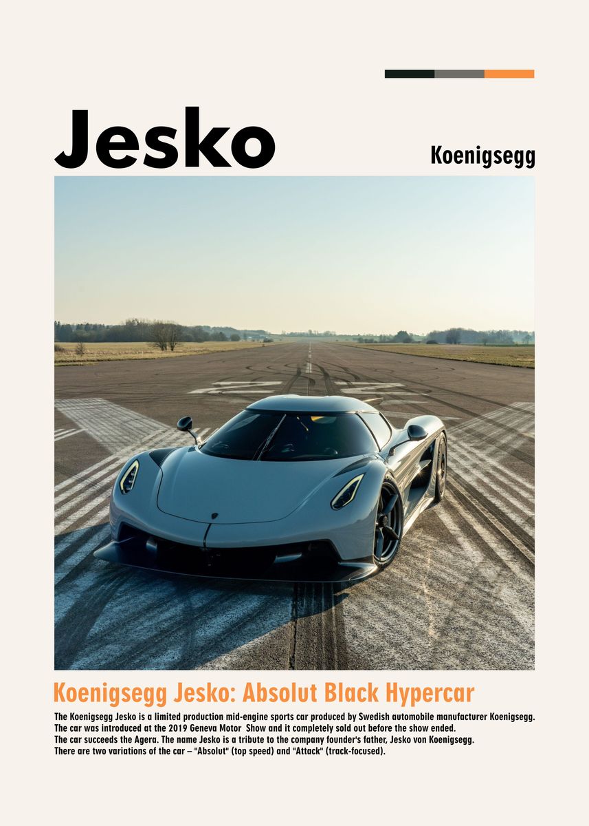 'Koenigsegg Jesko' Poster, picture, metal print, paint by Logi Logic ...