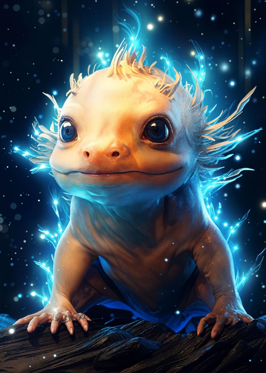 'Cosmic Celestial Axolotl' Poster, picture, metal print, paint by ...