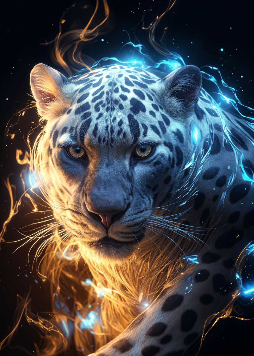 'Cosmic Celestial Leopard' Poster, picture, metal print, paint by ...