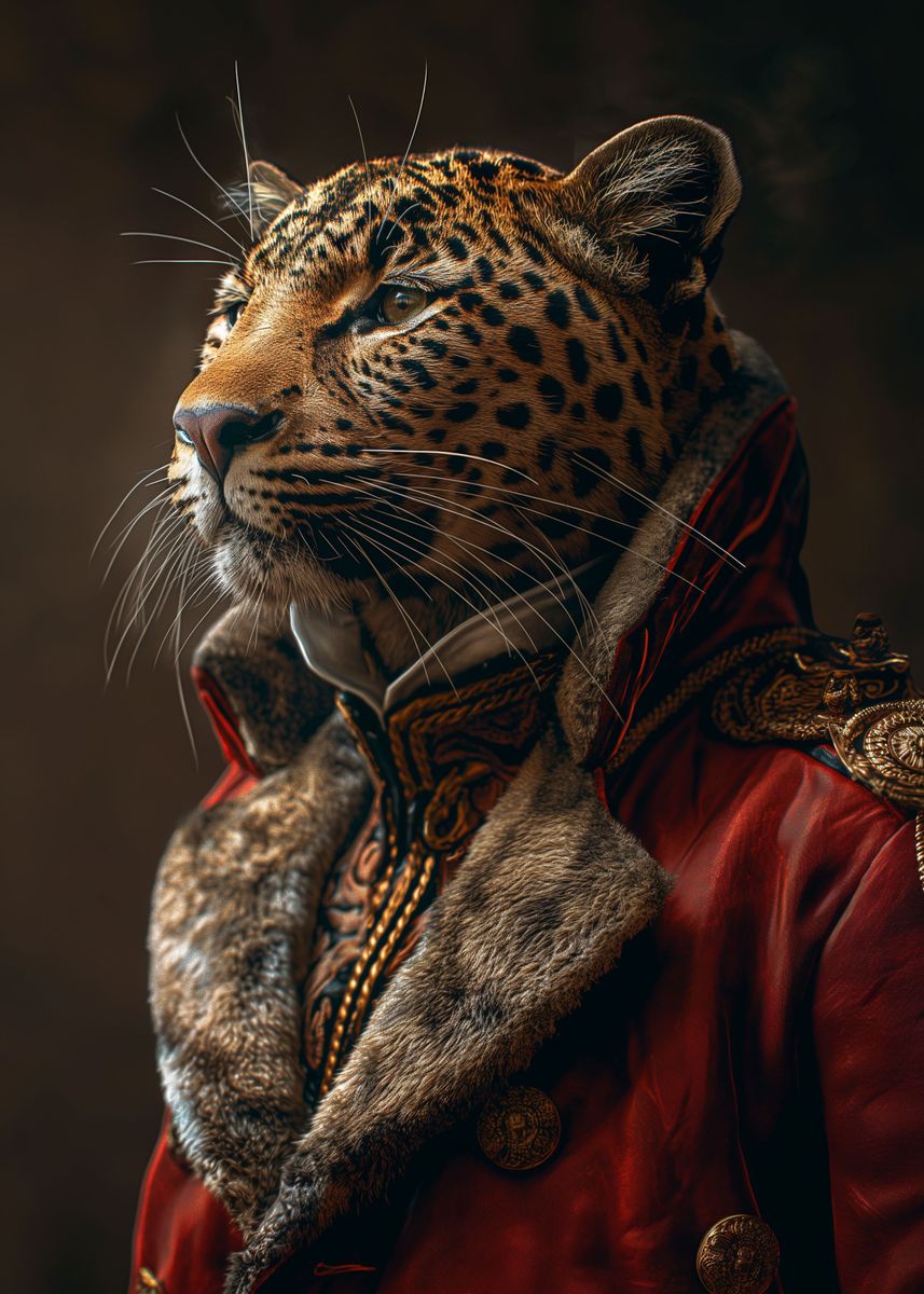 'Regal Leopard Commander' Poster, picture, metal print, paint by ...