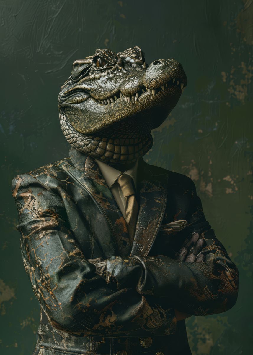 'Crocodile in a Suit' Poster, picture, metal print, paint by Omarific ...
