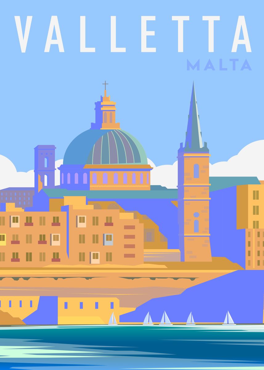 'Valletta' Poster, picture, metal print, paint by Sam Kal | Displate